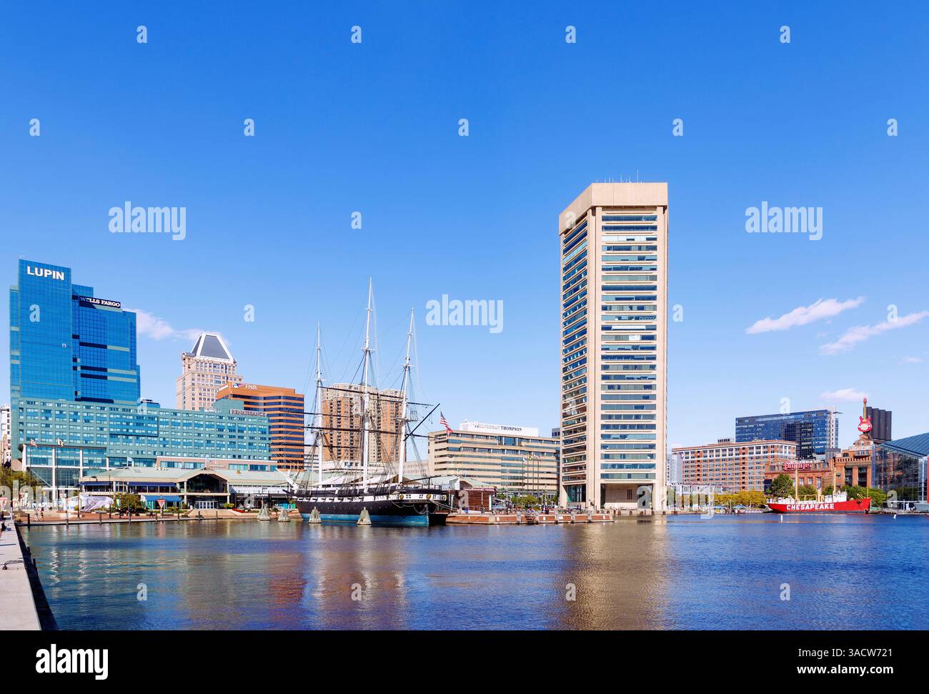 Inner Harbor with Historic Ships Baltimore, World Trade Center with ...