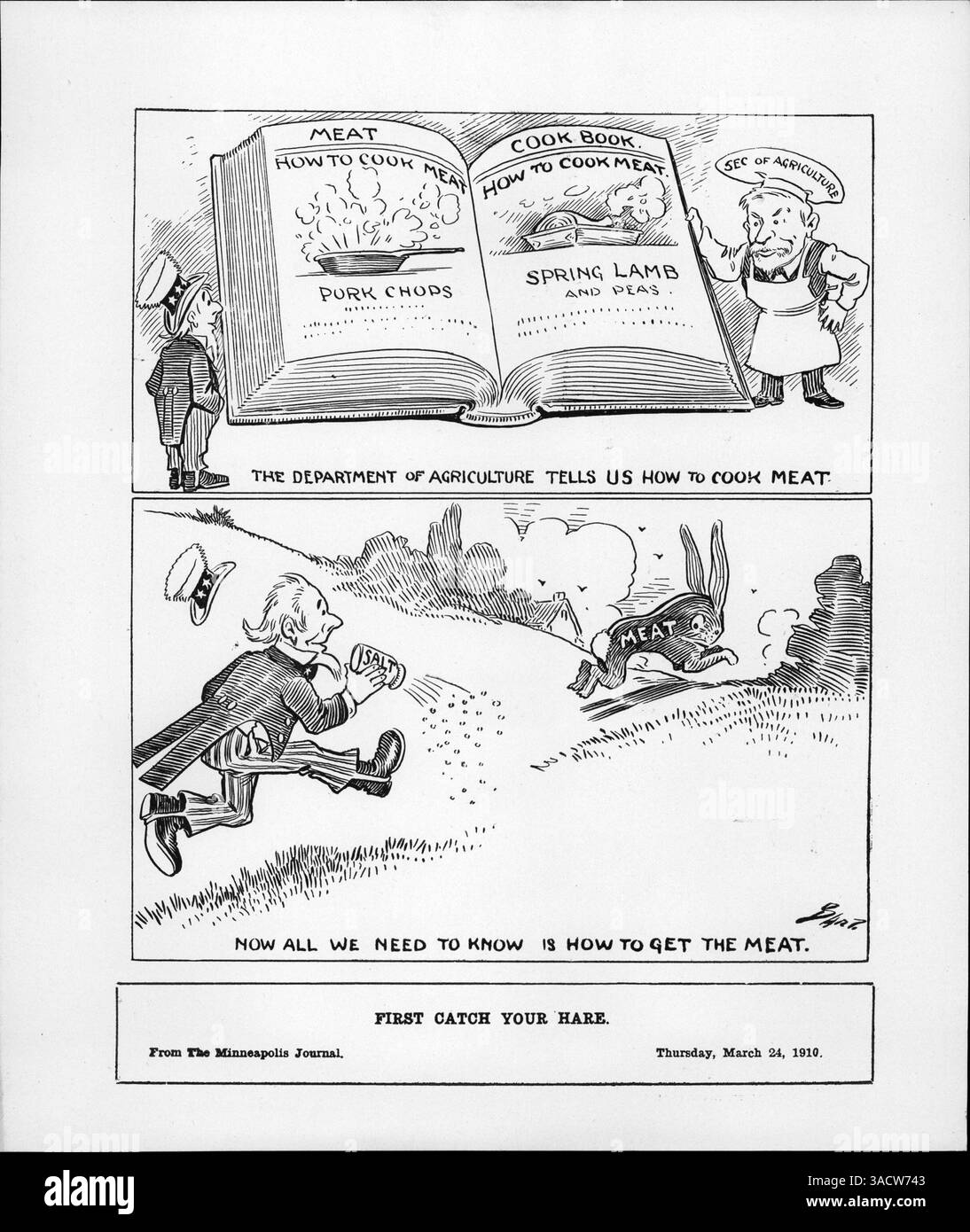 The illustration shows uncle sam and the secretary of agricultur hi-res ...