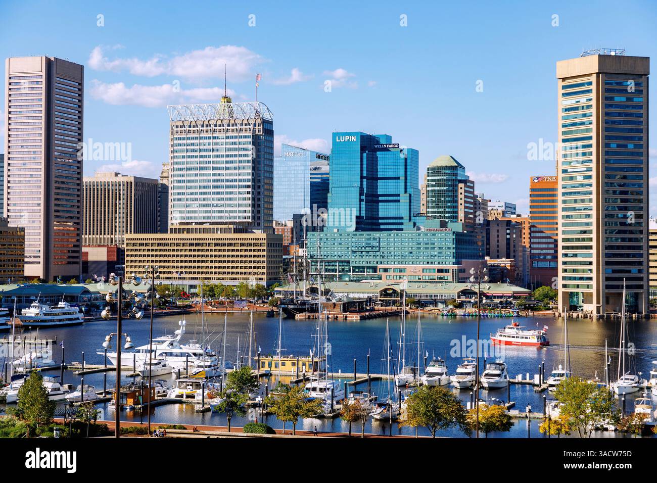 Inner Harbor with Historic Ships Baltimore and World Trade Center with ...