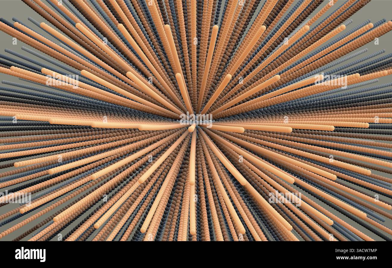 Point explode. Array with dynamic emitted particles. 3d technology style. Abstract background ...