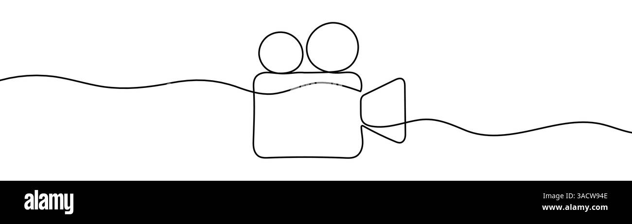 Continuous one line drawing of a retro cinema camera. Vintage Cinema ...