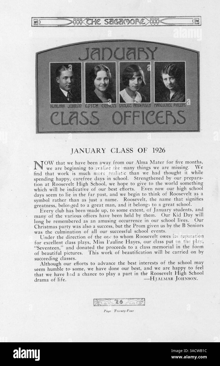 The 1926 Sagamore yearbook from Roosevelt High School highlights school ...