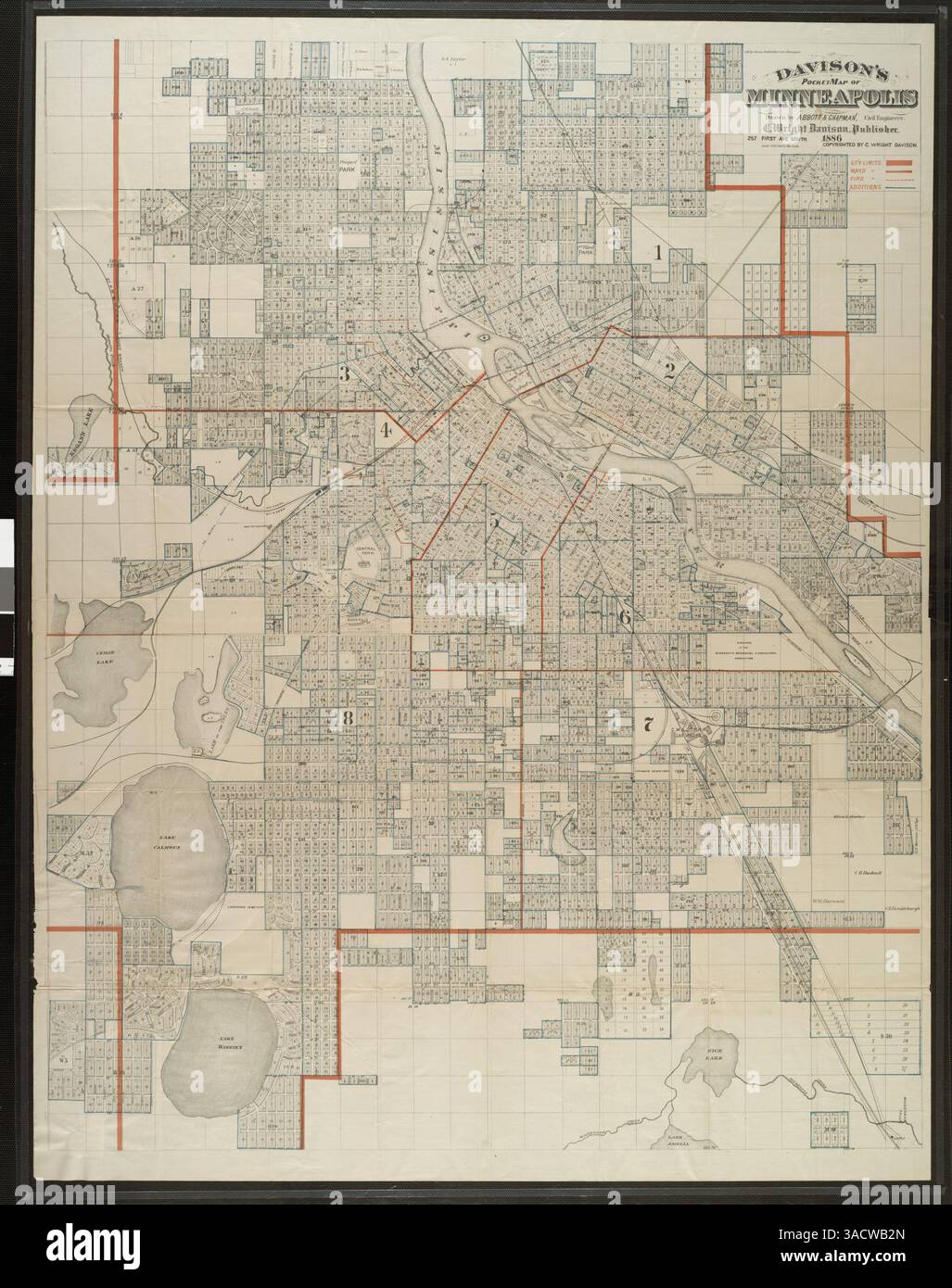 Davison’s Pocket Map of Minneapolis shows the city’s street layout ...