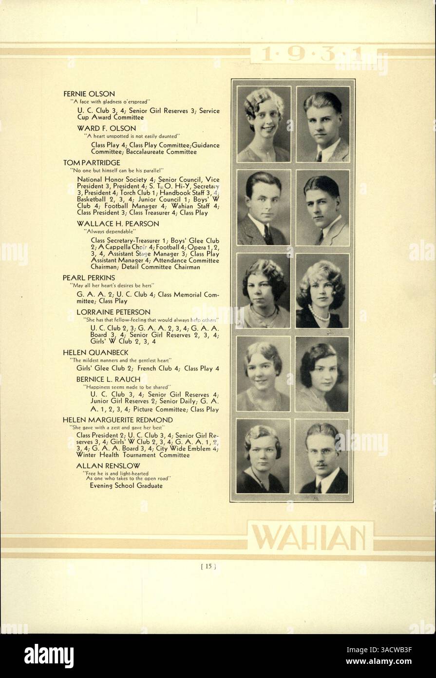 This 1931 Wahian yearbook from Washburn High School documents the ...