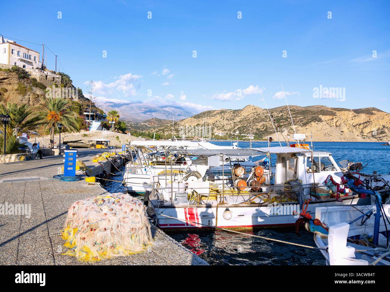 Agia Gallini, harbor, fishing boats, Greek island, Crete, Greece Stock ...