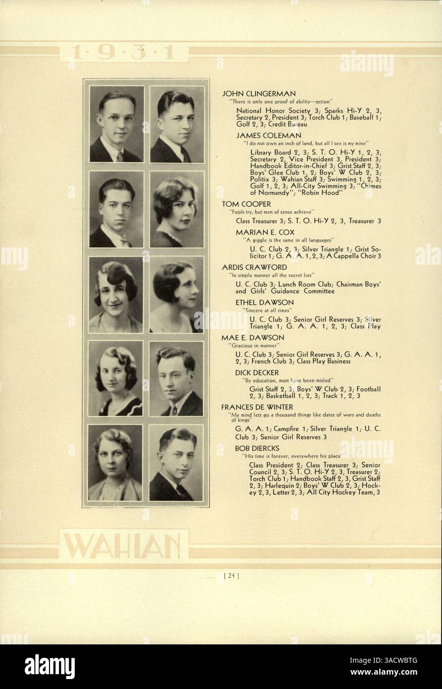 The 1931 Wahian yearbook documents the students, teachers, athletics ...