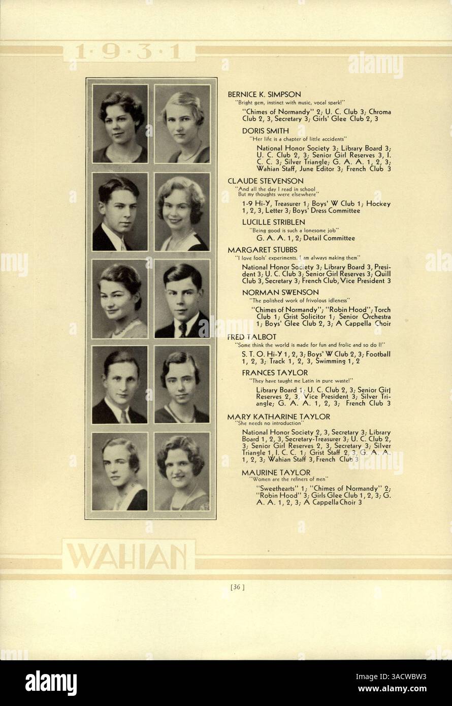 The 1931 Wahian yearbook from Washburn High School in Minneapolis ...