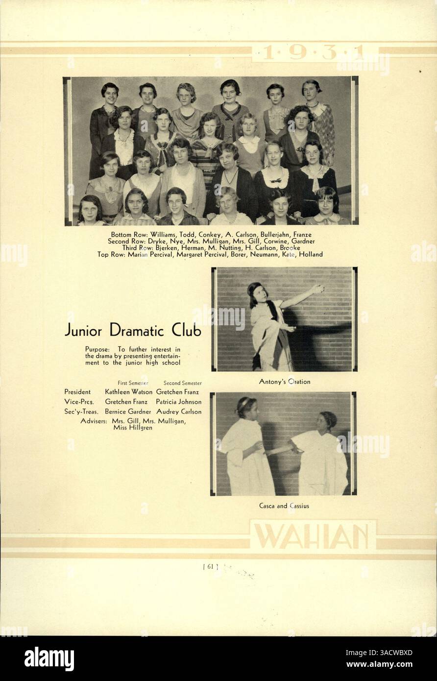 This 1931 Wahian yearbook documents the students, teachers, clubs ...