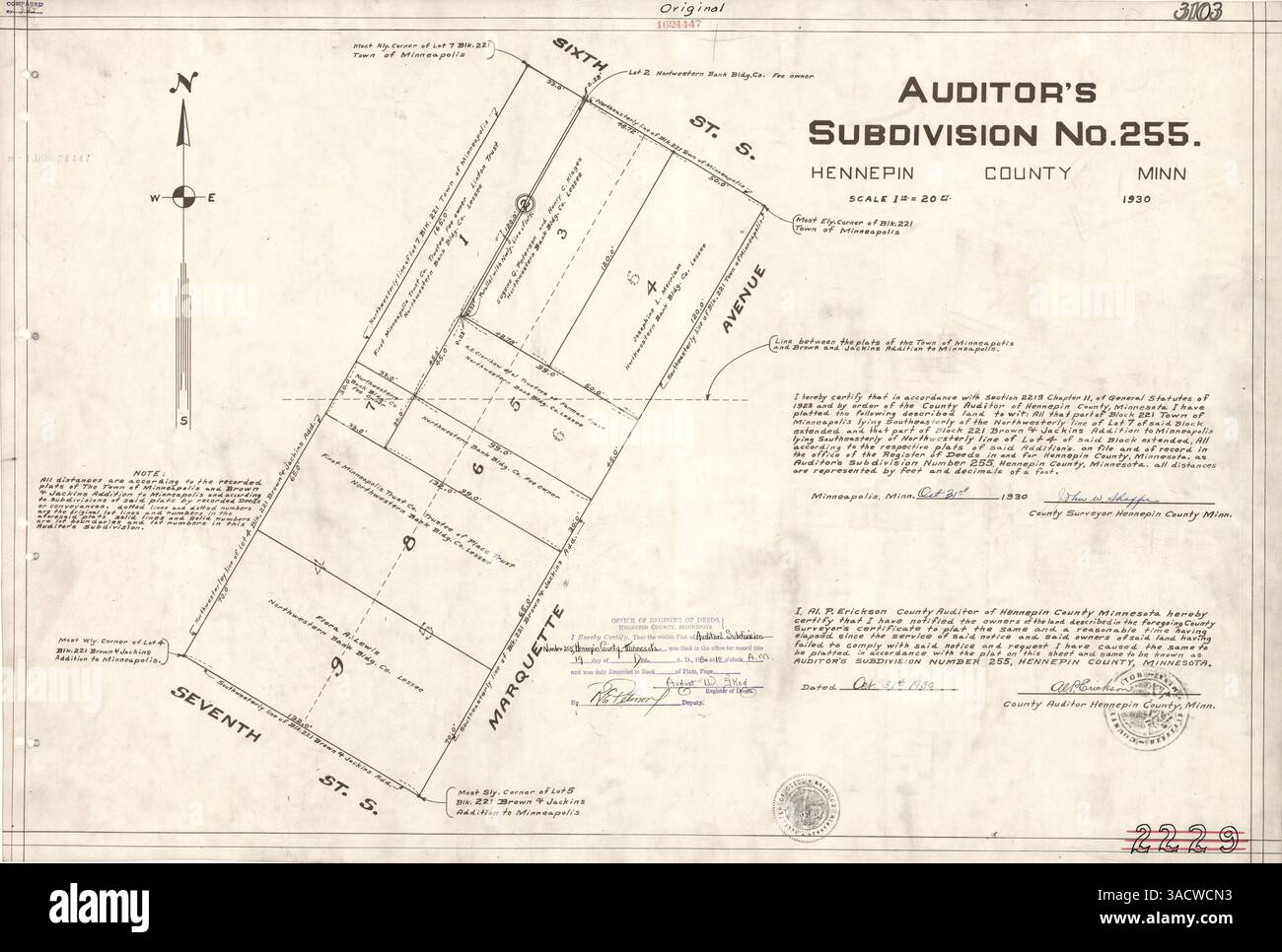 A map showing Auditor's Subdivision Number 255 in Minneapolis ...