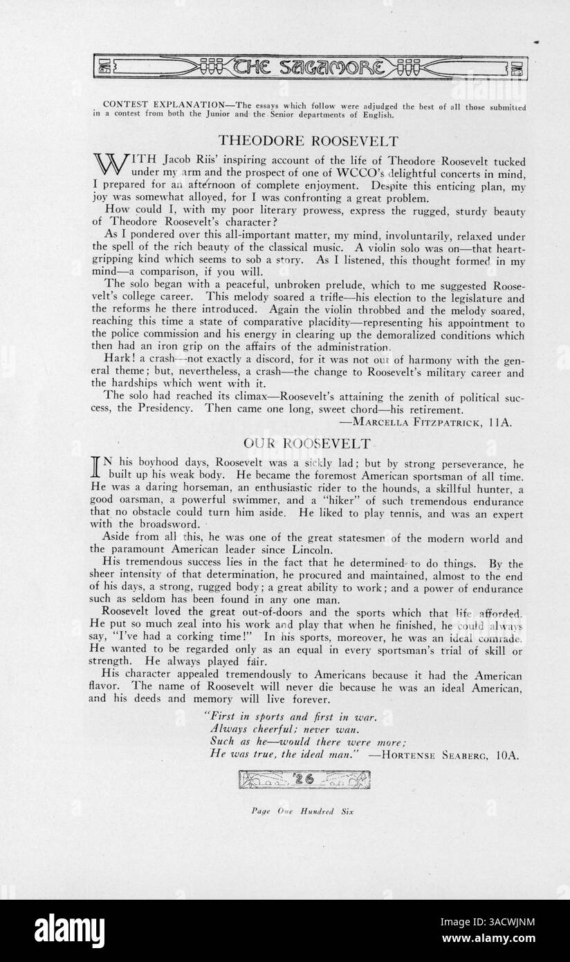 The 1926 'Sagamore' yearbook from Roosevelt High School captures the ...