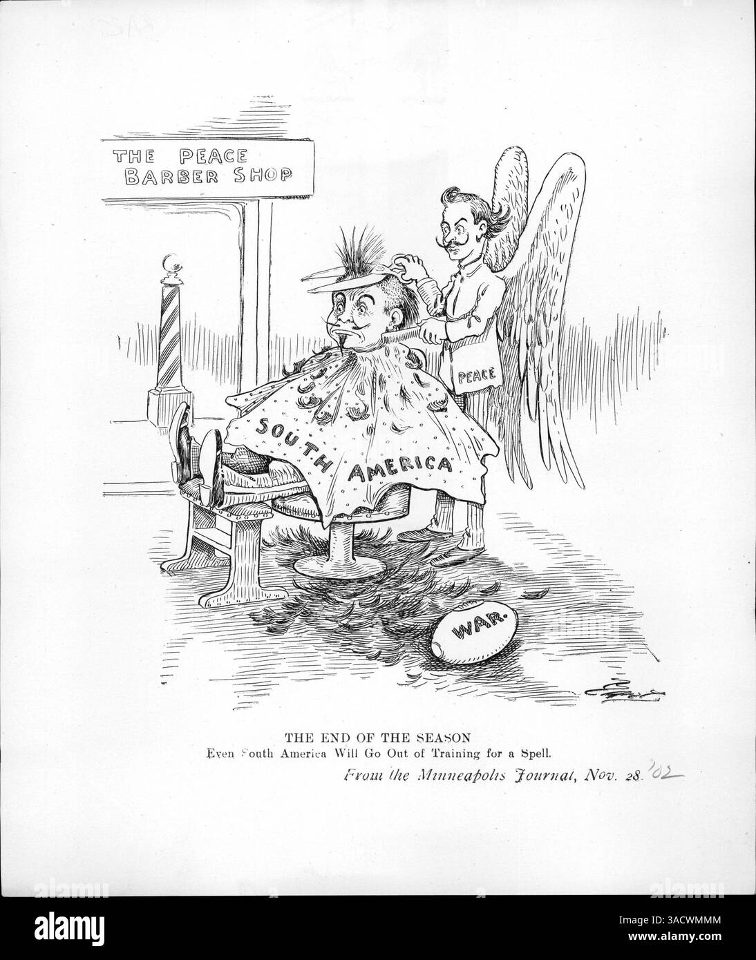 A photo of South America receiving a haircut at the Peace Barber Shop ...