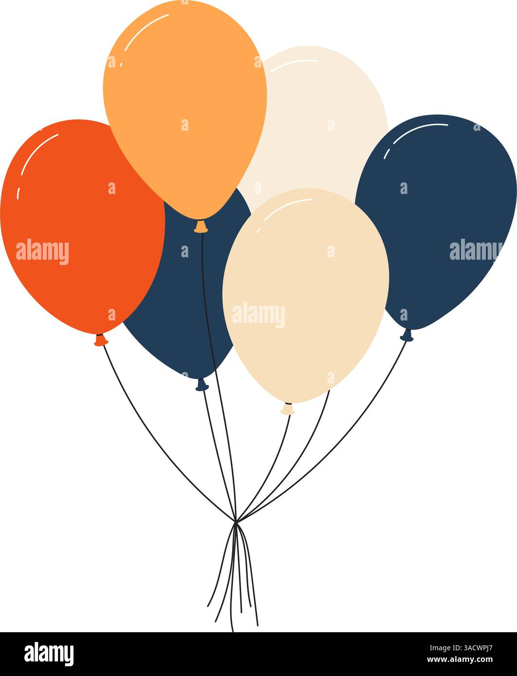 Bundle of colorful balloons with strings, floating party decoration in ...