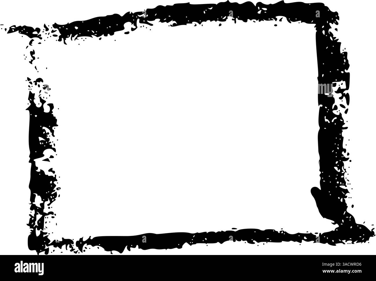 Hand-drawn rectangular frame with rough brush strokes, sketchy pencil ...
