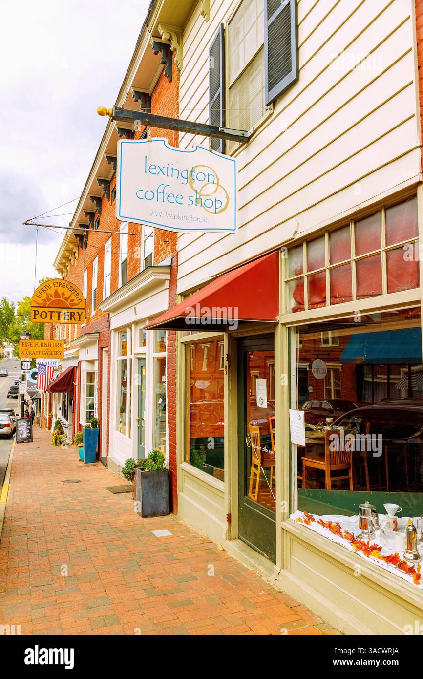 E Washington Street with stores in the center in Lexington, Rockbridge ...