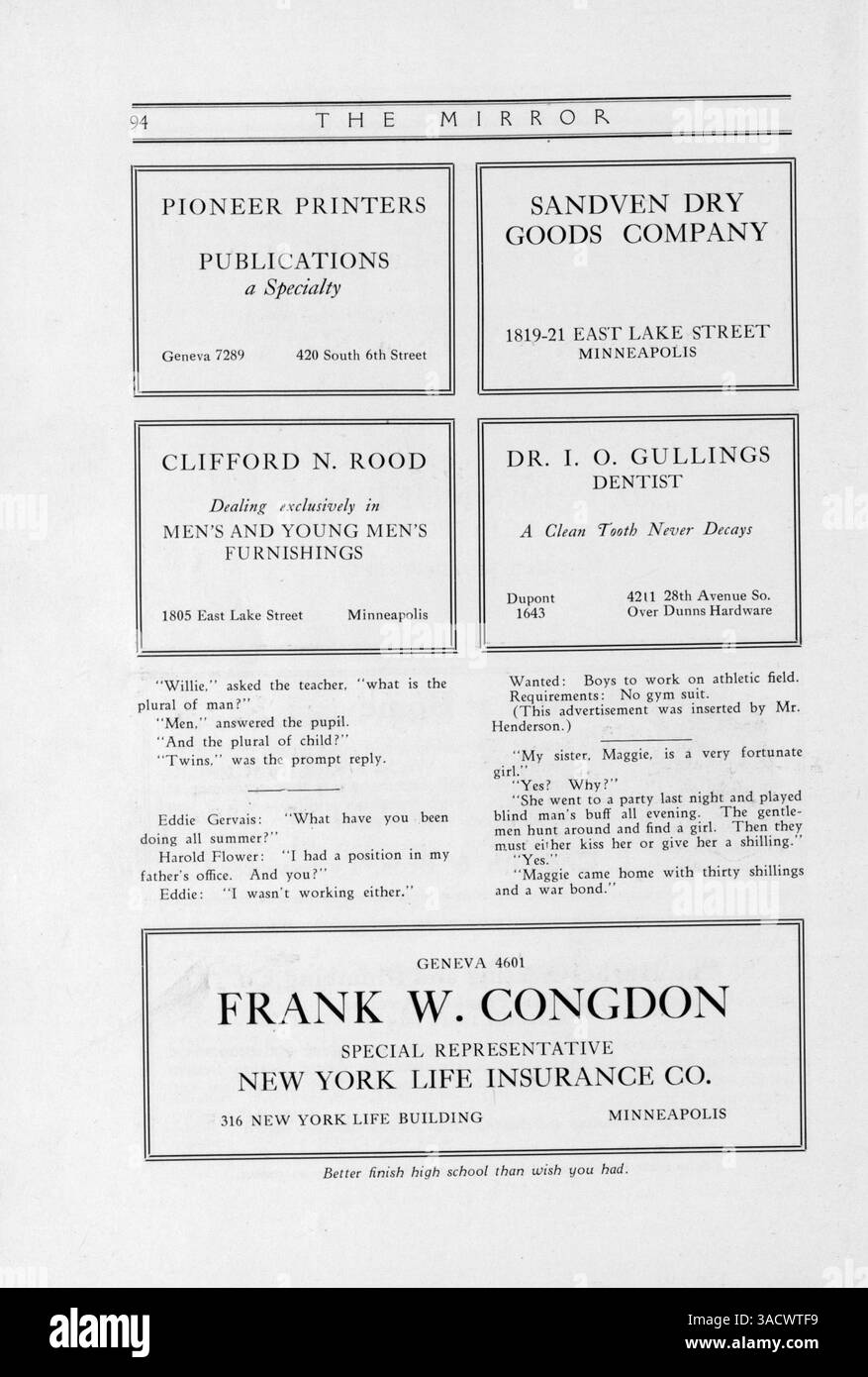 The 1923 edition of the Roosevelt High School yearbook, Mirror ...