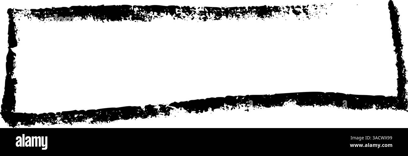 Hand-drawn rectangular frame with rough brush strokes, sketchy pencil ...