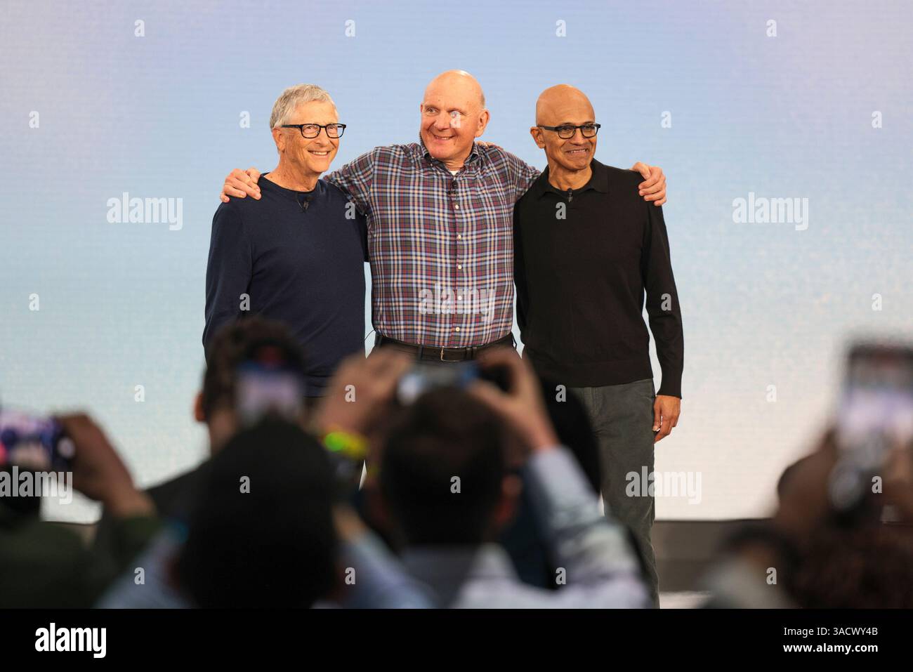From left, Microsoft co-founder and former CEO Bill Gates former CEO ...