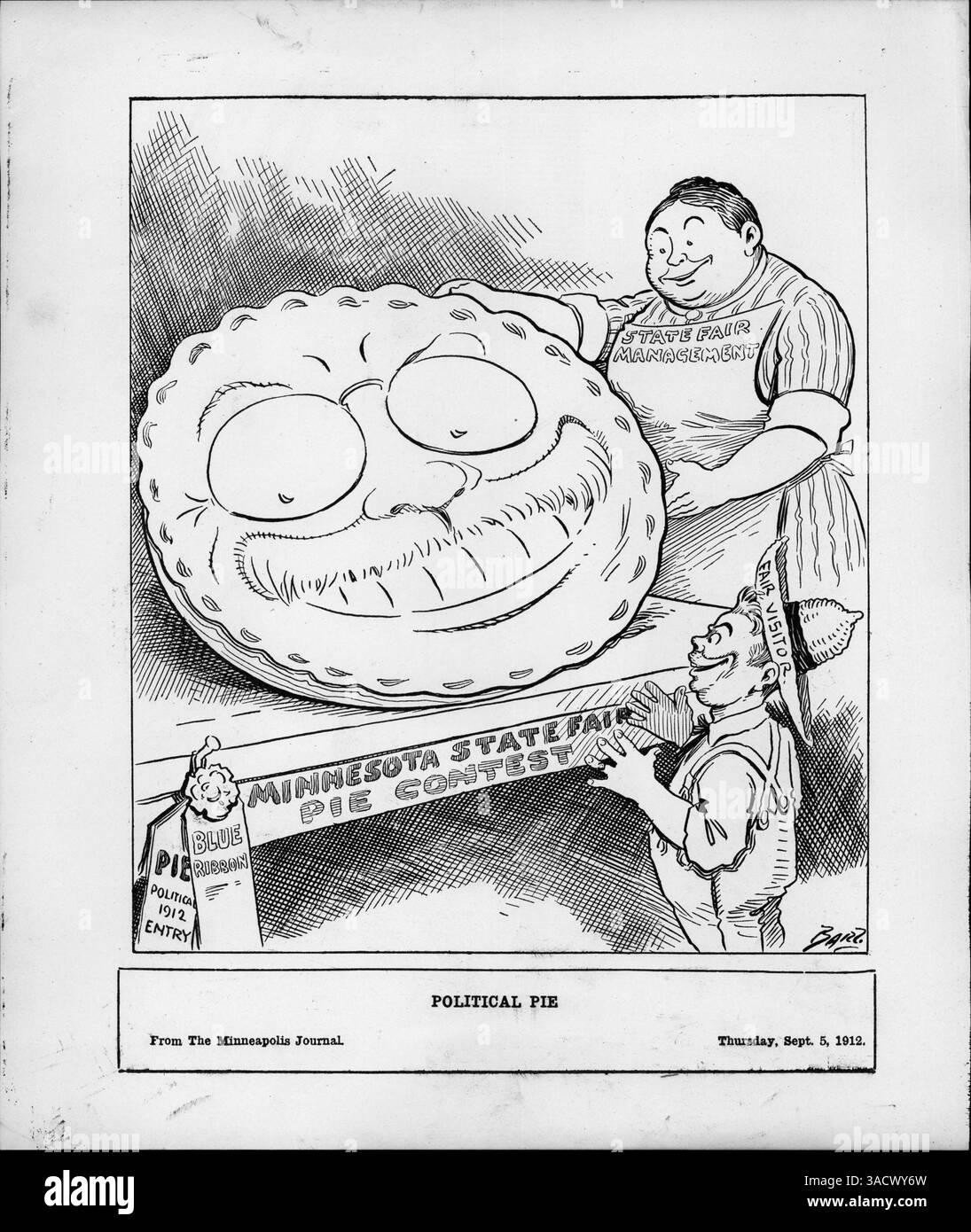 A cartoon shows a giant pie in the likeness of Theodore Roosevelt ...