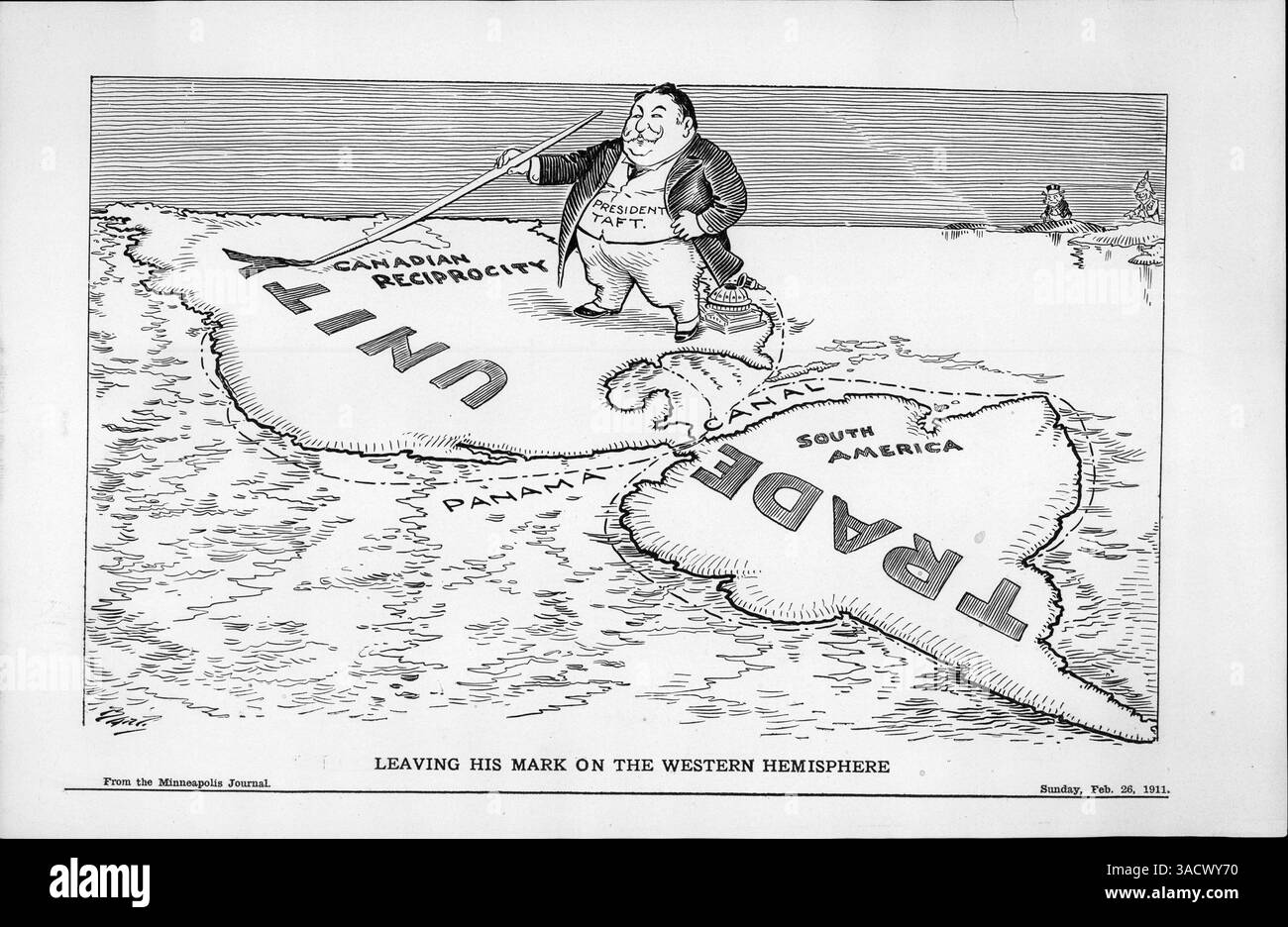 President William Howard Taft is depicted reshaping the map of the ...
