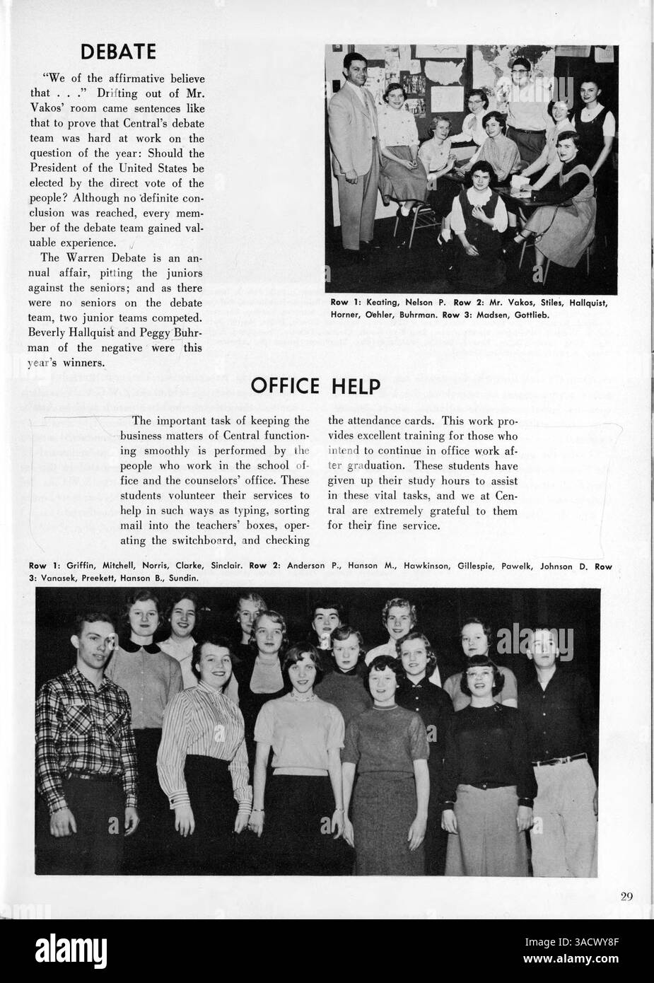 This 1954 centralian yearbook captures key events hi-res stock ...