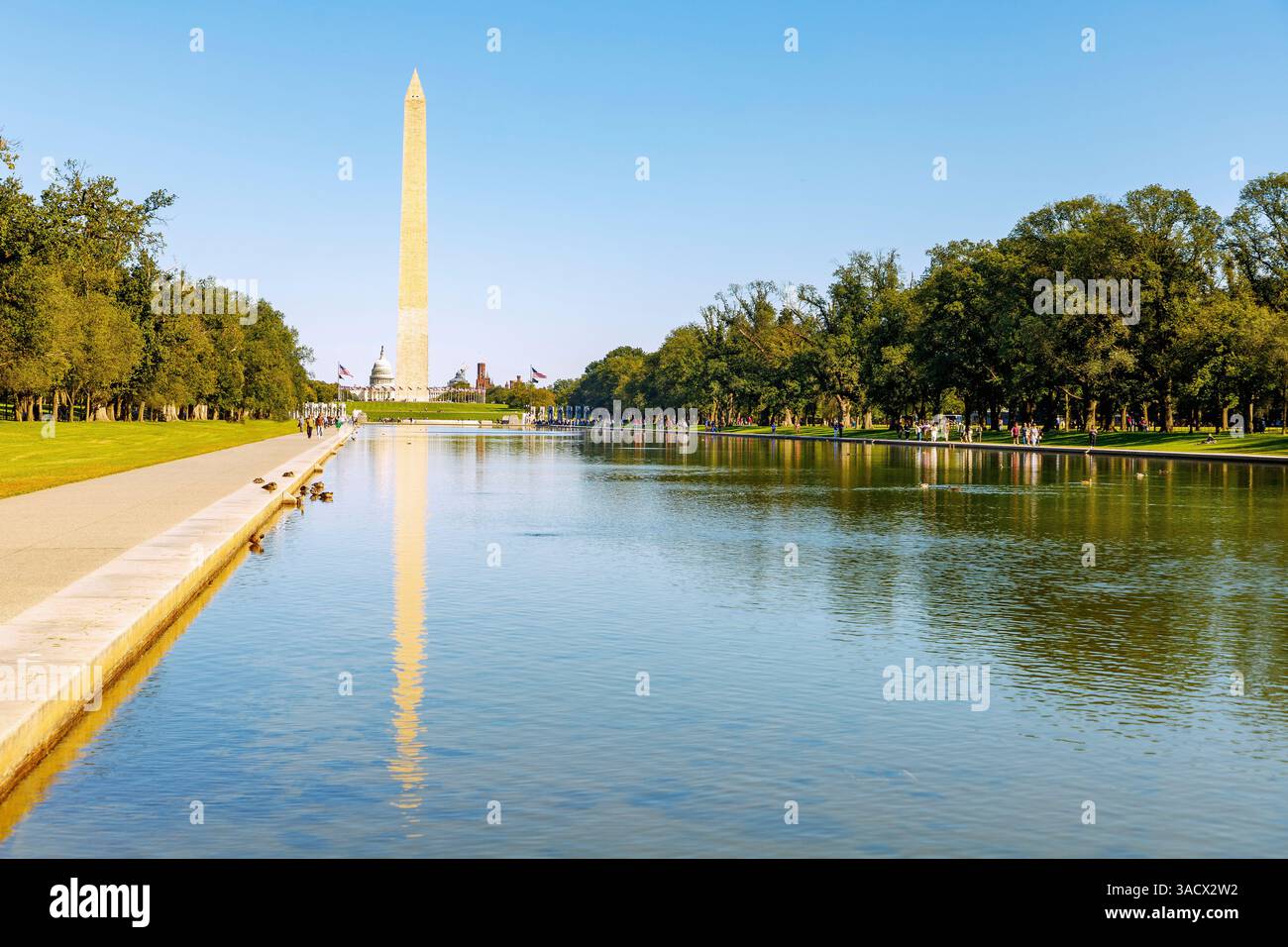 The Washington Monument and Reflecting Pool on the National Mall and ...