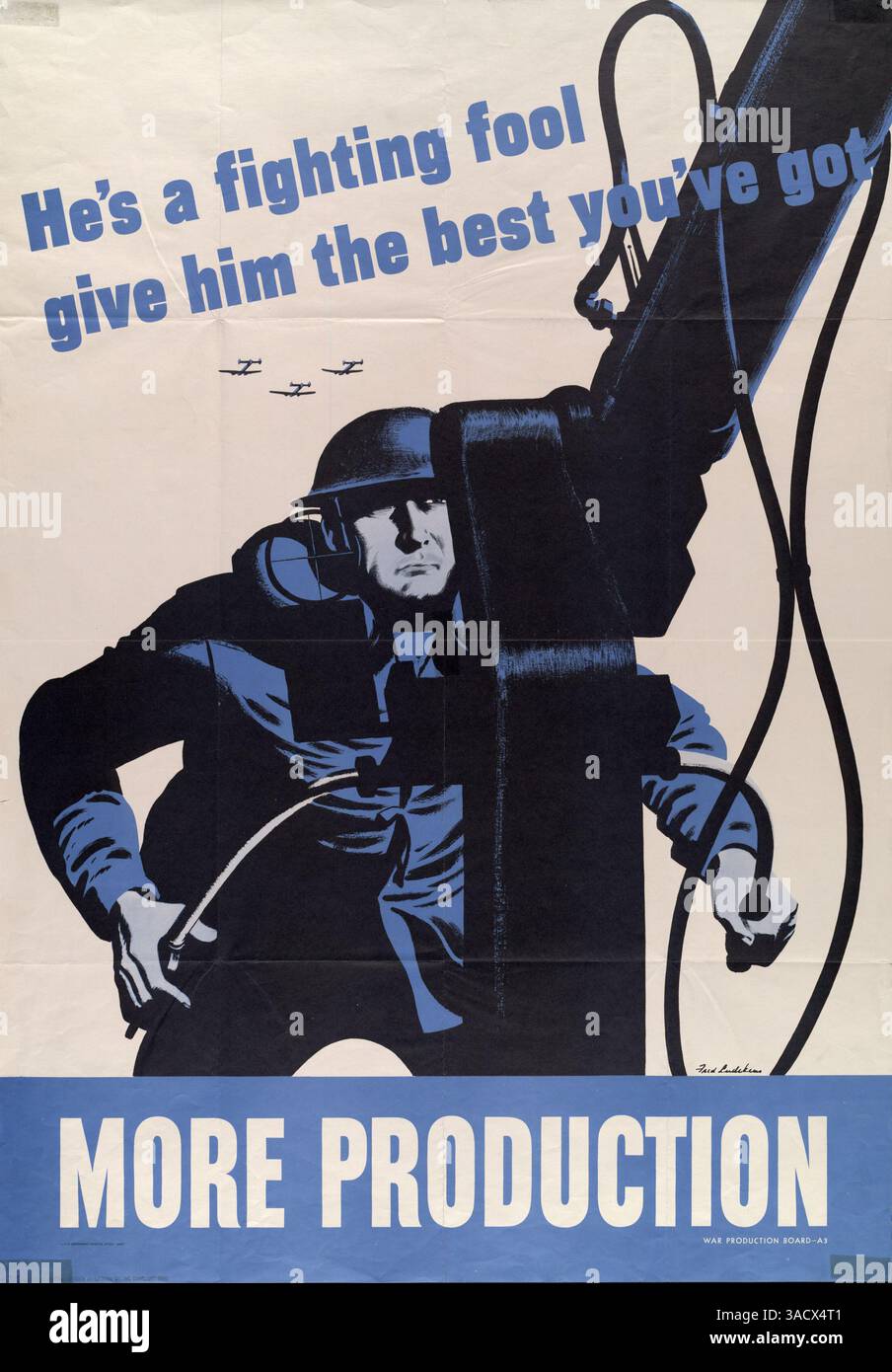 This World War II-era poster shows a soldier aiming through an ...
