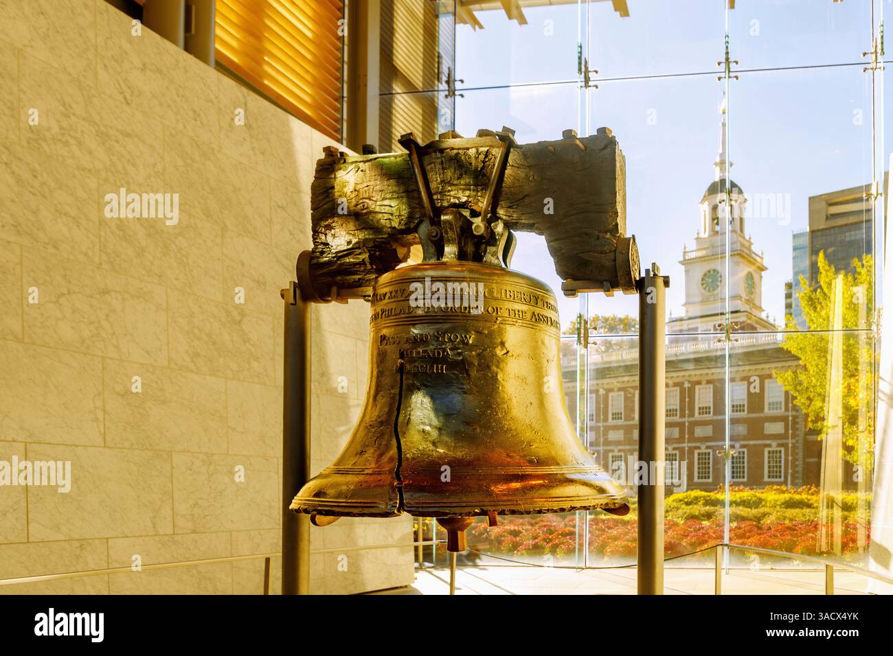 Liberty Bell at the Liberty Bell Center with a view of Independence ...