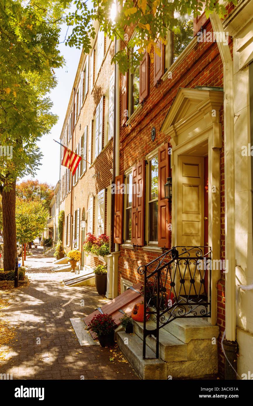 Houses on 2nd Street (Second Street) in the Society Hill neighborhood ...