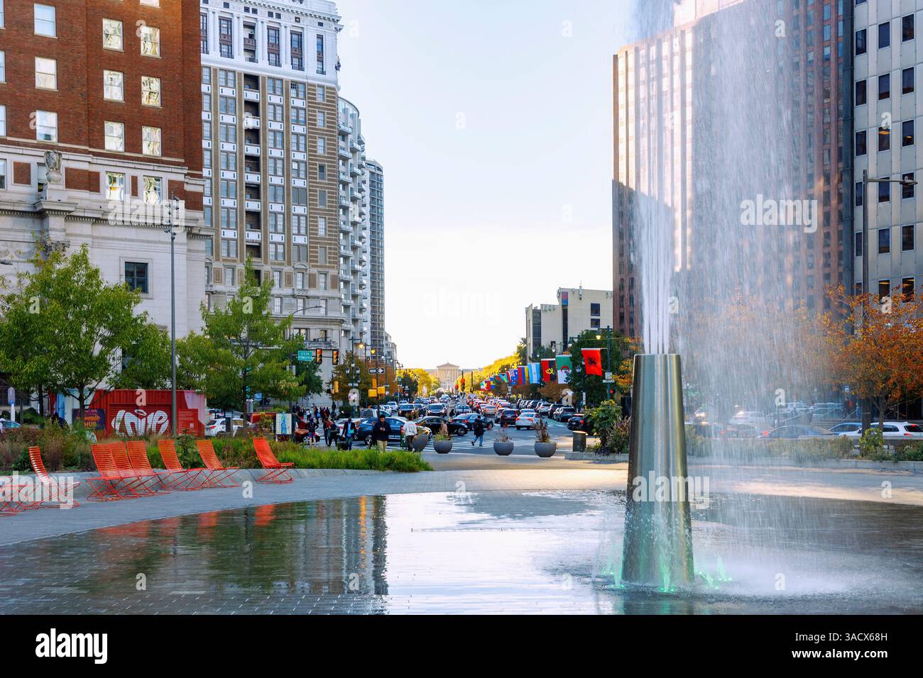 JFK Plaza (John F. Kennedy Plaza, Love Park) with a view of Benjamin ...
