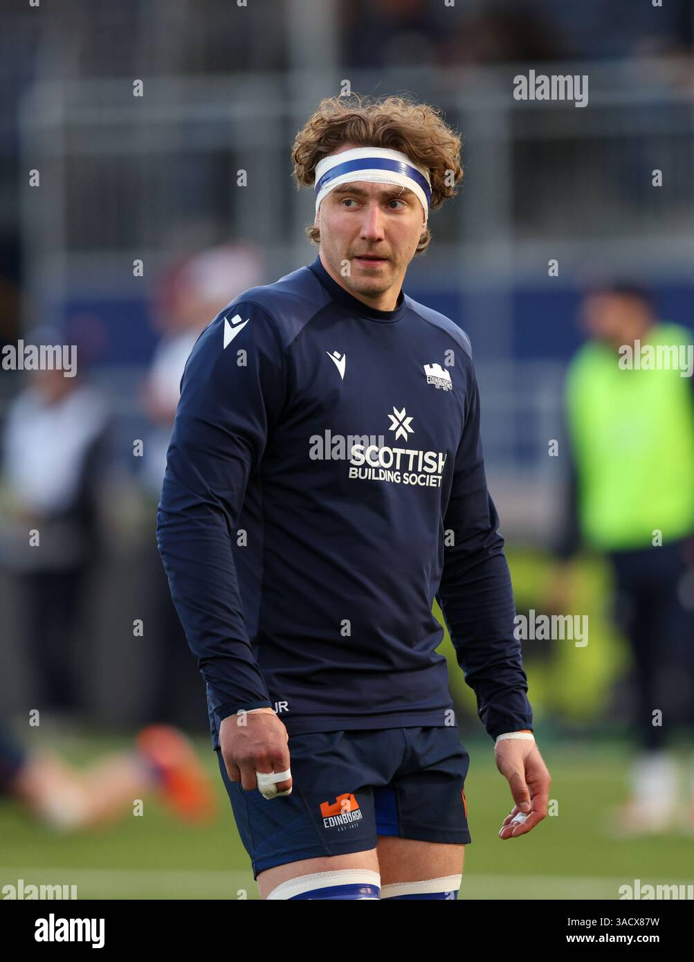 Edinburgh's Jamie Ritchie during the warm up before the EPCR Challenge ...