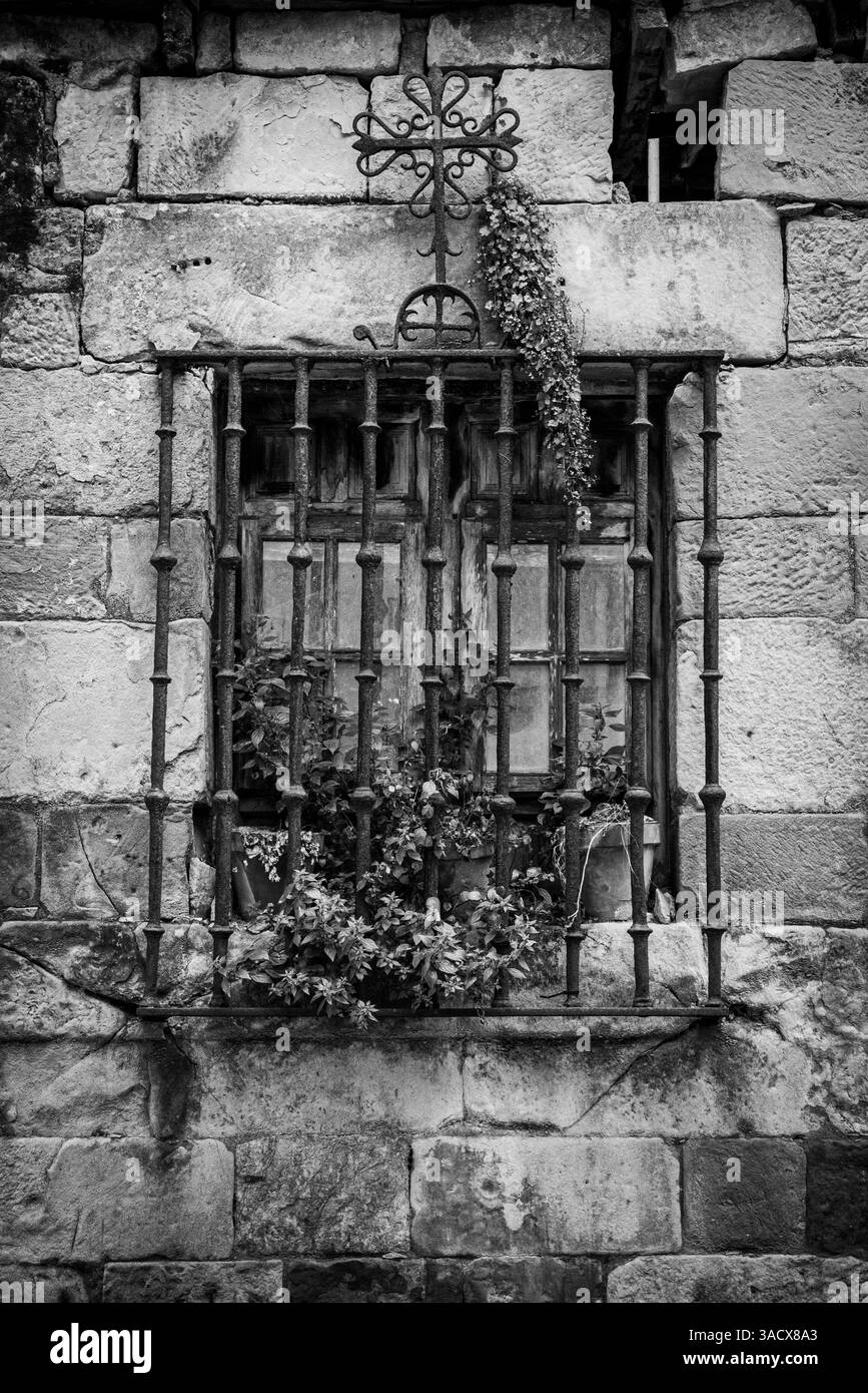 Old green window in Black and White Stock Photos & Images - Alamy