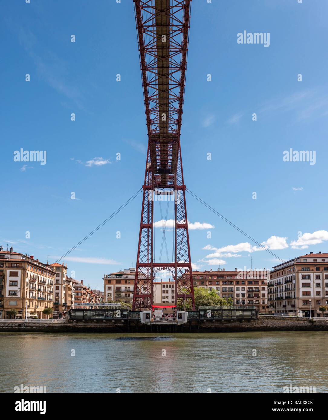 Pylon of the famous Vizcaya bridge in Portugalete near Bilbao, a UNESCO ...