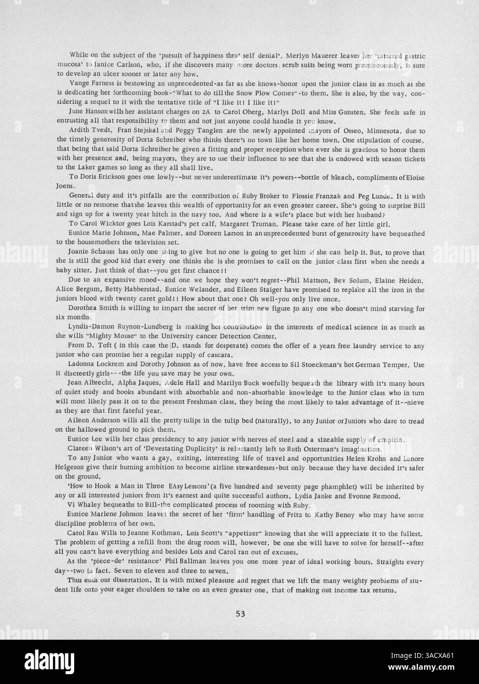 The 1952 Swedish Hospital School of Nursing yearbook highlights the ...