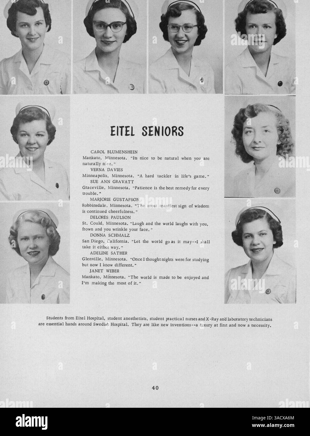 The 1952 yearbook from Swedish Hospital School of Nursing highlights ...