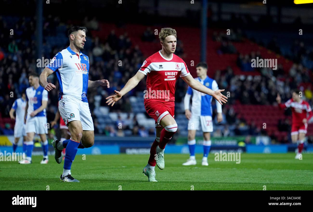 Middlesbrough's Tommy Conway celebrates scoring their side's first goal ...
