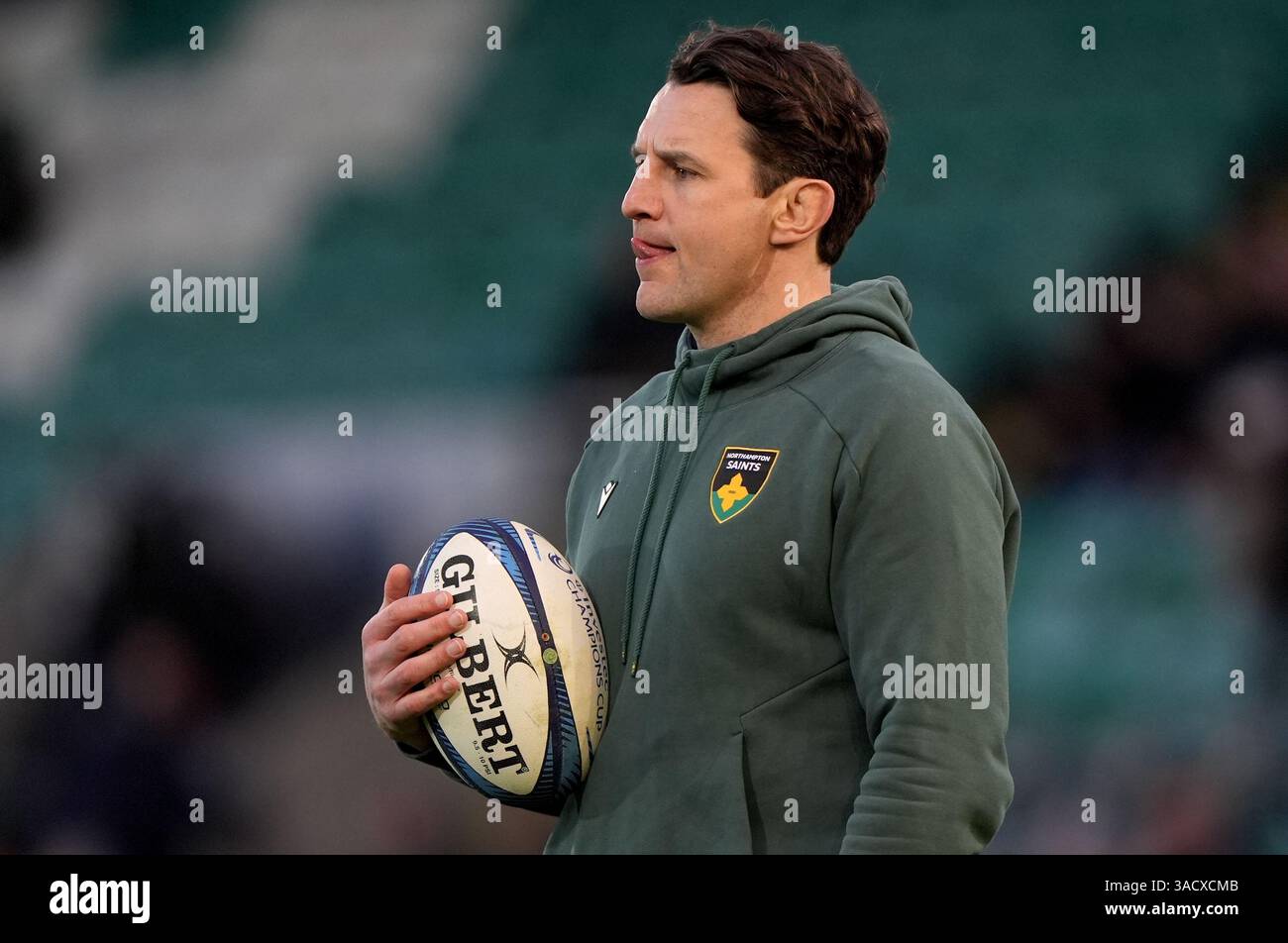 Northampton Saints director of rugby Phil Dowson during the warm up ...