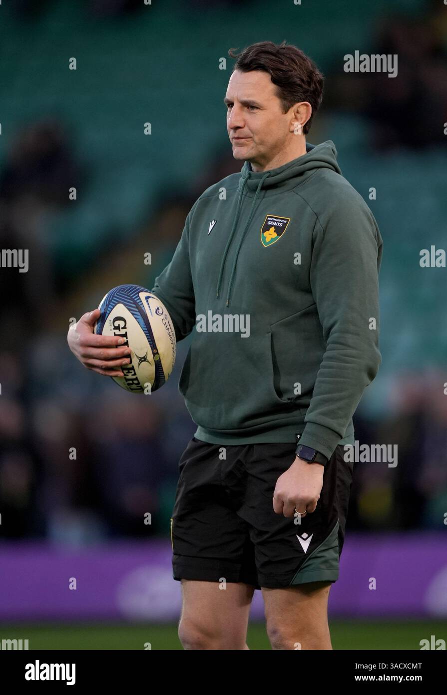 Northampton Saints director of rugby Phil Dowson during the warm up ...