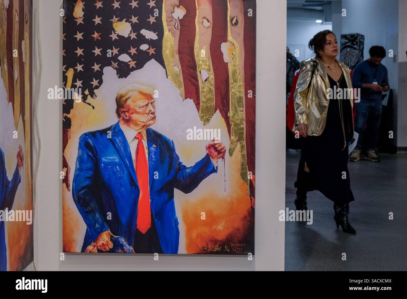 New York, New York, USA. 3rd Apr, 2025. One of a series of paintings of ...