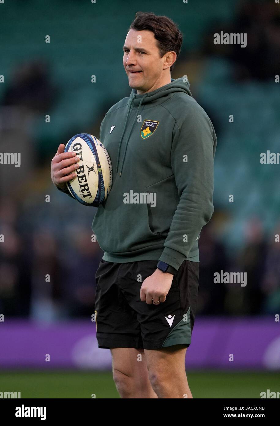 Northampton Saints director of rugby Phil Dowson during the warm up ...