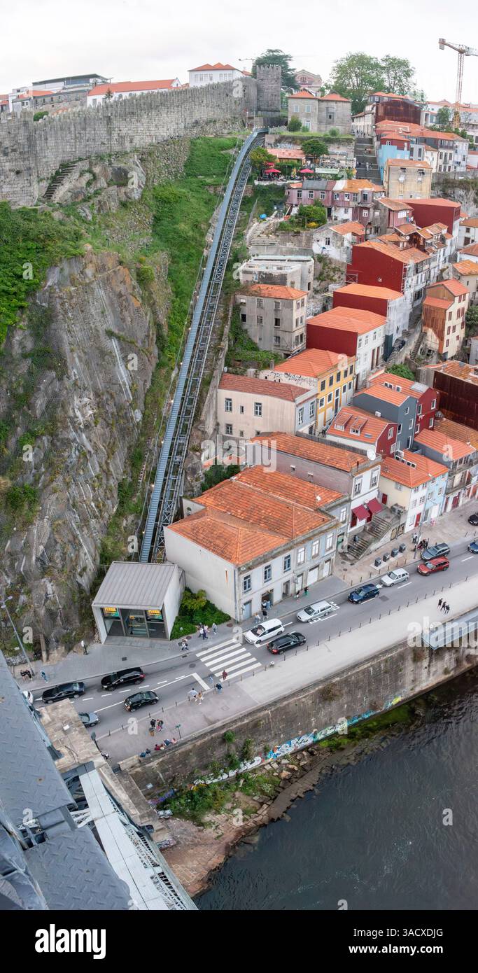 Aerial view of Guindais funicular in Porto, Portugal Stock Photo - Alamy