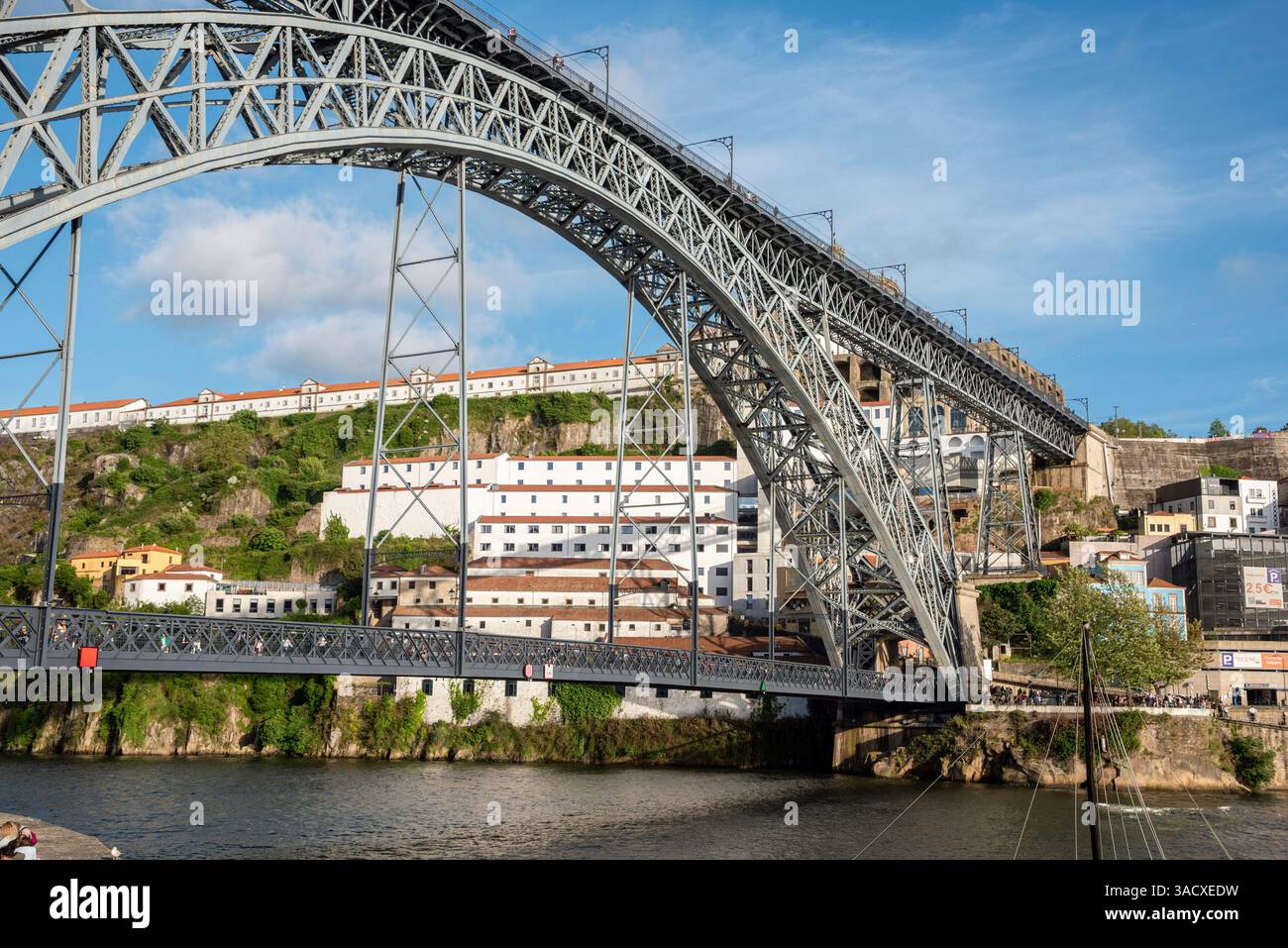 Architectural detail of iconic arched iron bridge Ponte Luis I in the ...