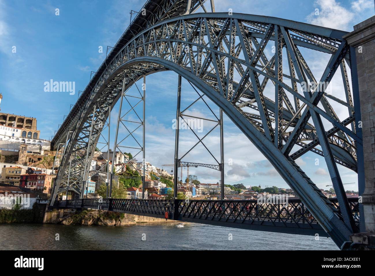 Architectural detail of iconic arched iron bridge Ponte Luis I in the ...
