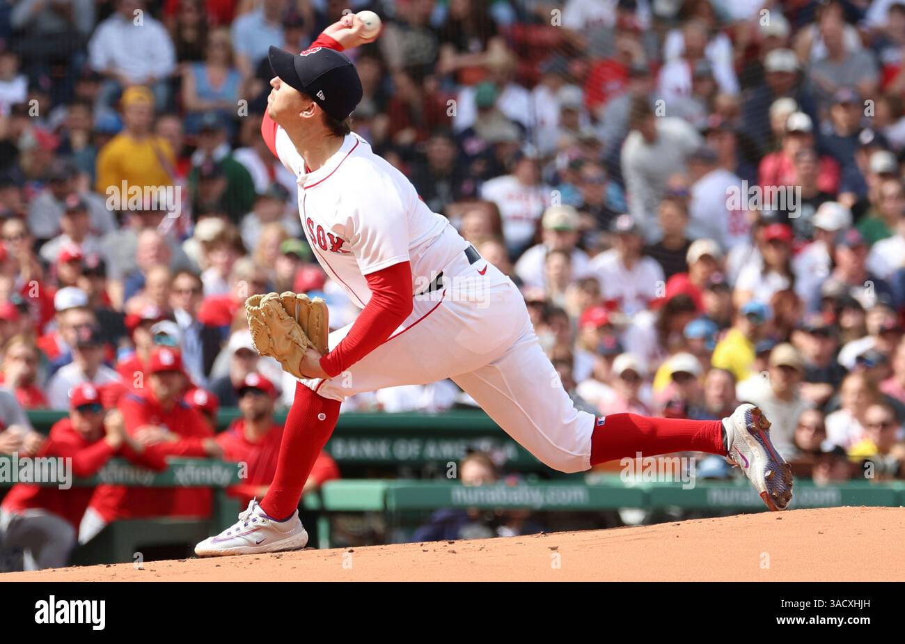Boston Red Sox pitcher Walker Buehler throws during the first inning of ...