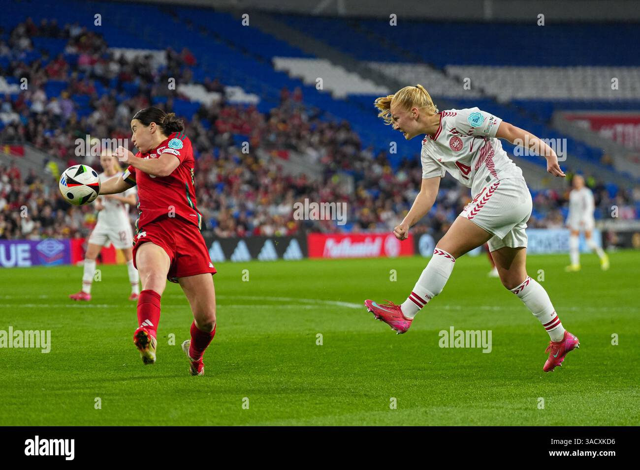 Cardiff, Wales, UK. 4th April, 2025. Sofie Bredgaard of Denmark has a ...