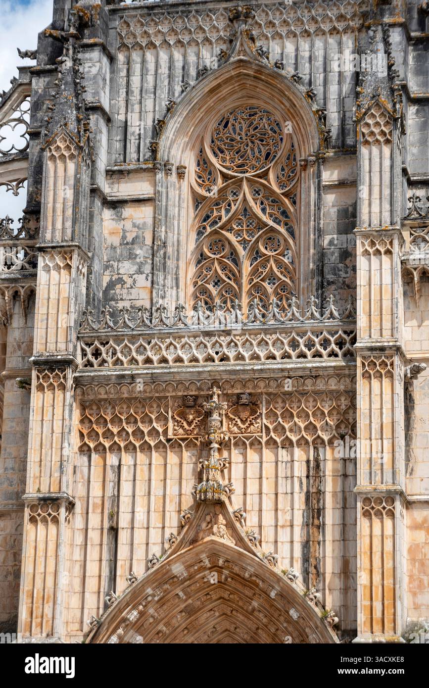 Architectural detail of the portal of medieval Santa Maria da Vitoria ...