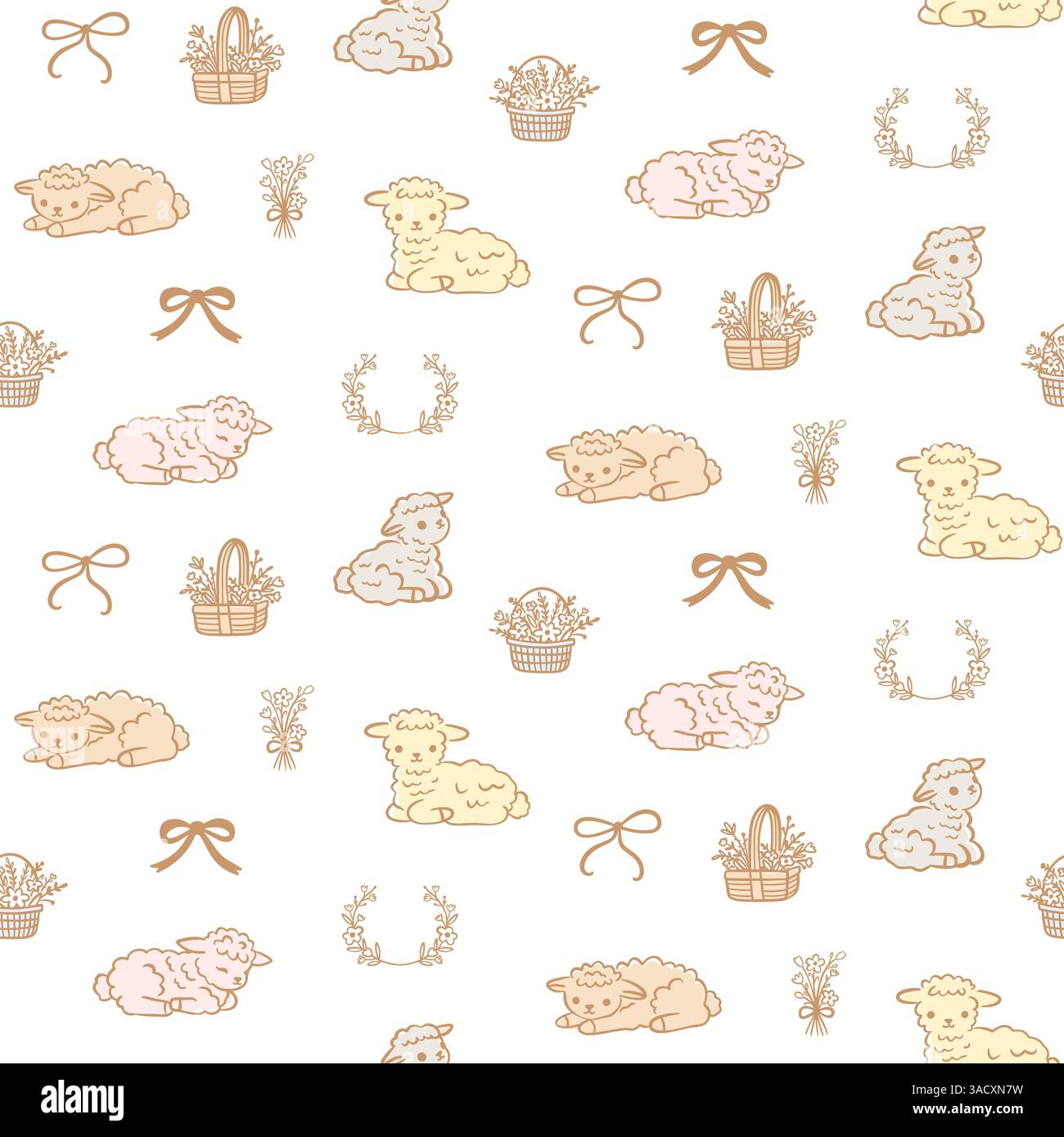Lamb Seamless Pattern Sheep Farm Animals Print Stock Vector Image & Art ...