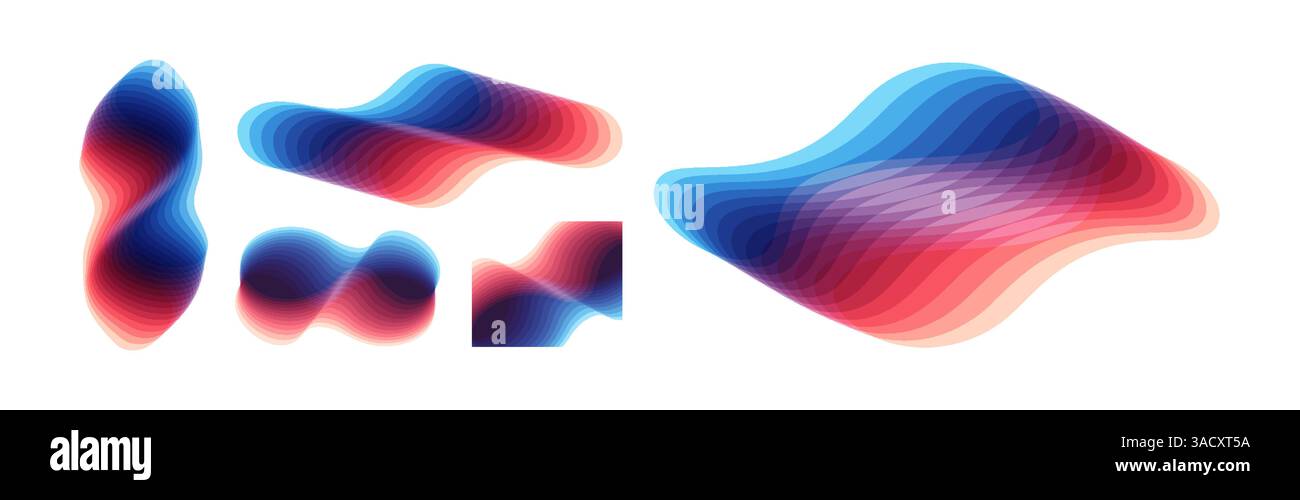 Abstract wavy background with dynamic effect. Vector illustration made of various overlapping ...