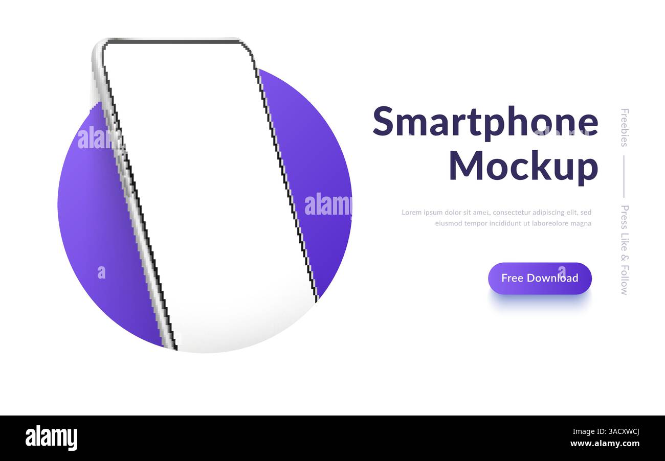 White realistic smartphone vector mockup in the circle. 3d mobile phone ...