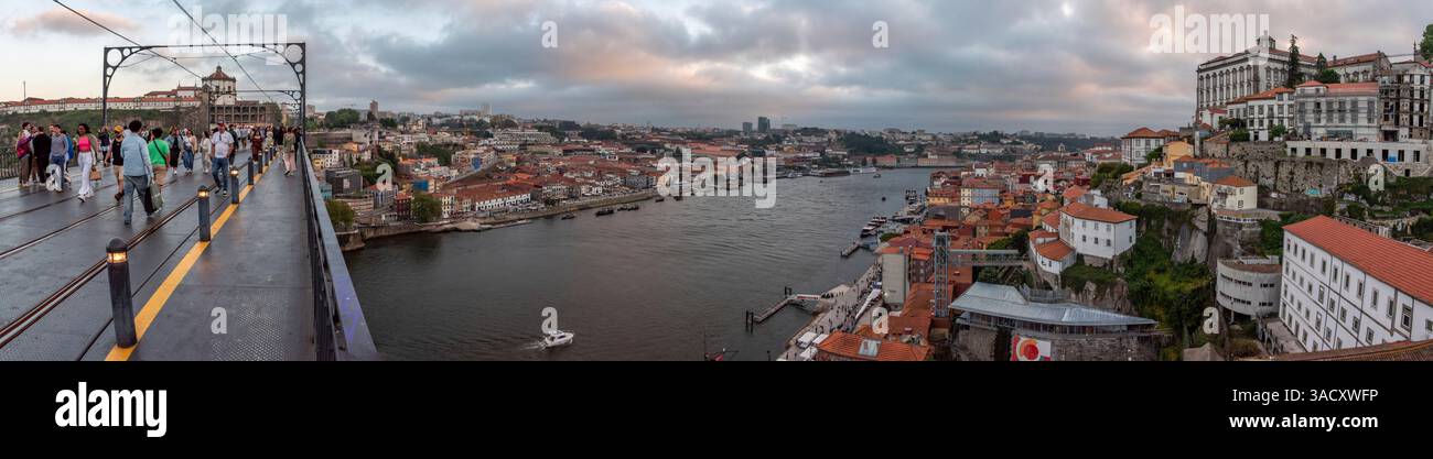Porto, Portugal, Panoramic view of downtown Porto and the portwine ...