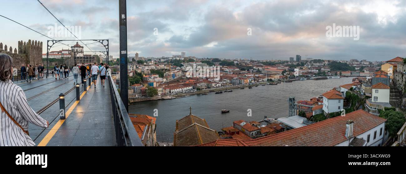 Porto, Portugal, Panoramic view of downtown Porto and the portwine ...